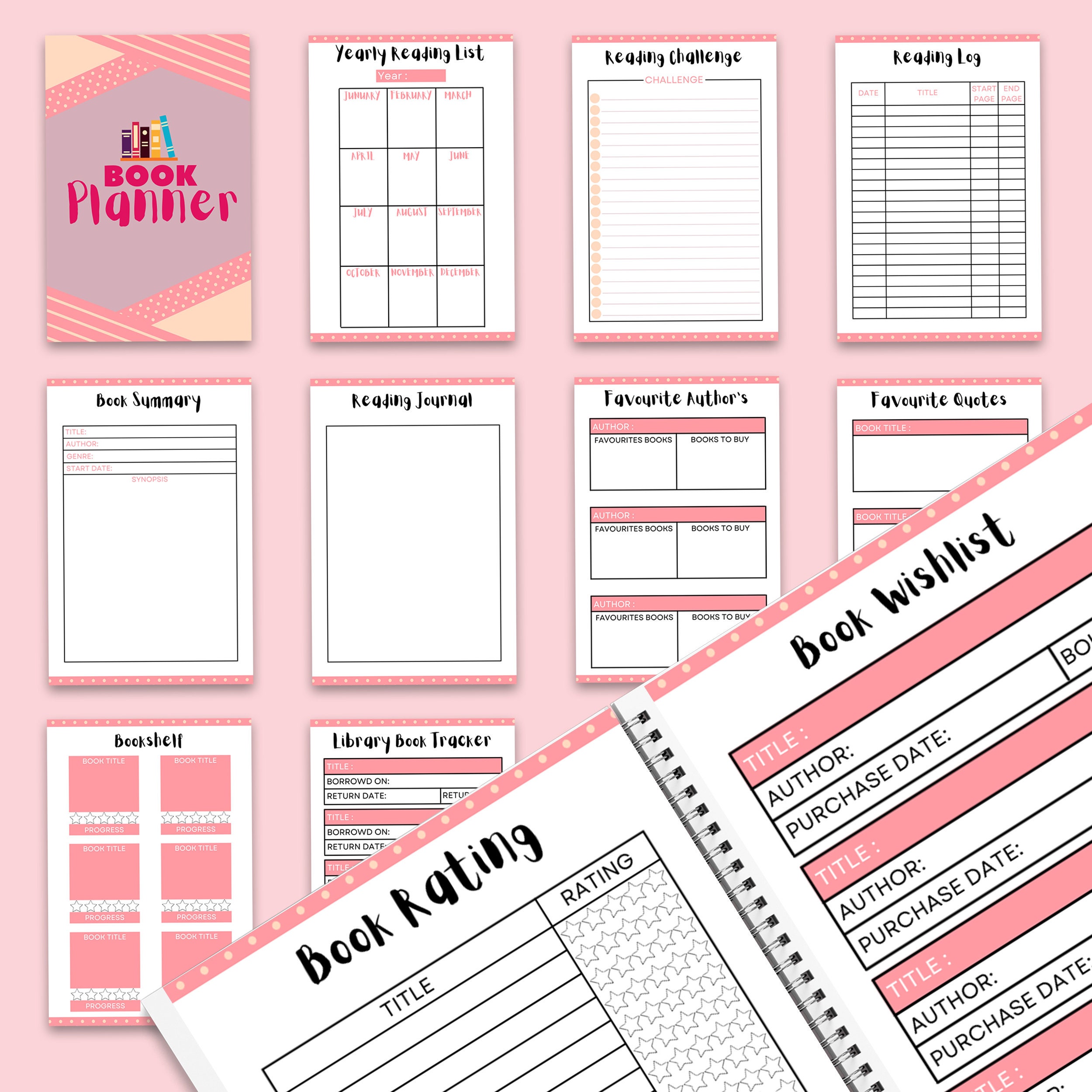Book Planner / Logbook 12 Editable Templates for Journal - Etsy
