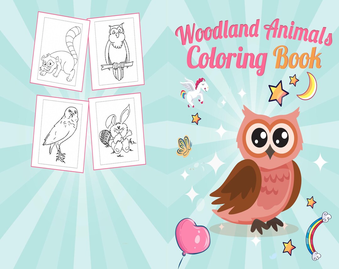 Woodland Animals Coloring Book for Kids 85x11 Printable PDF - Etsy
