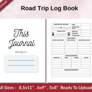 Road Trip Log Book 120 Pages Ready to Upload PDF Used as Low Content ...