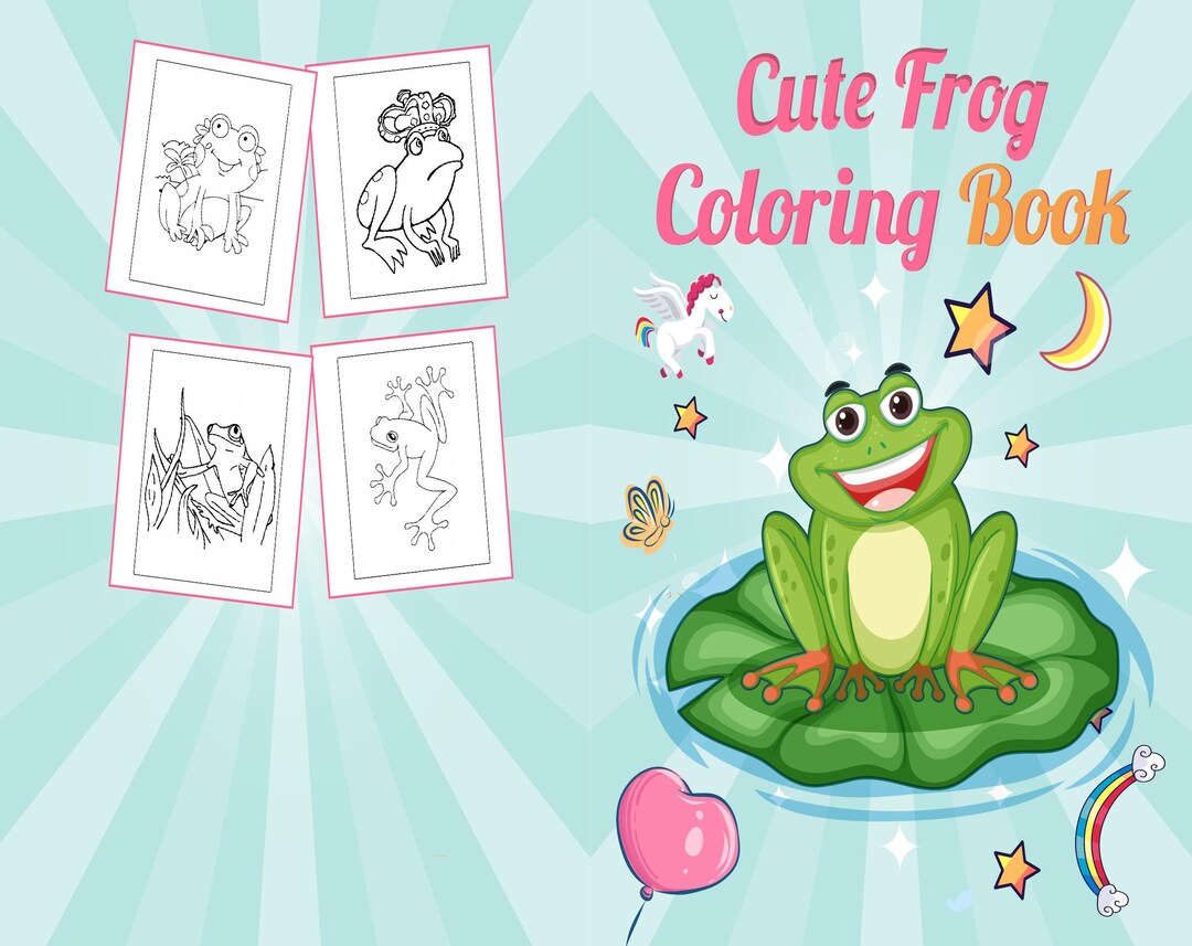 Cute Frog Coloring Book for Kids, 8,5x11 Printable PDF File Kids Cute ...