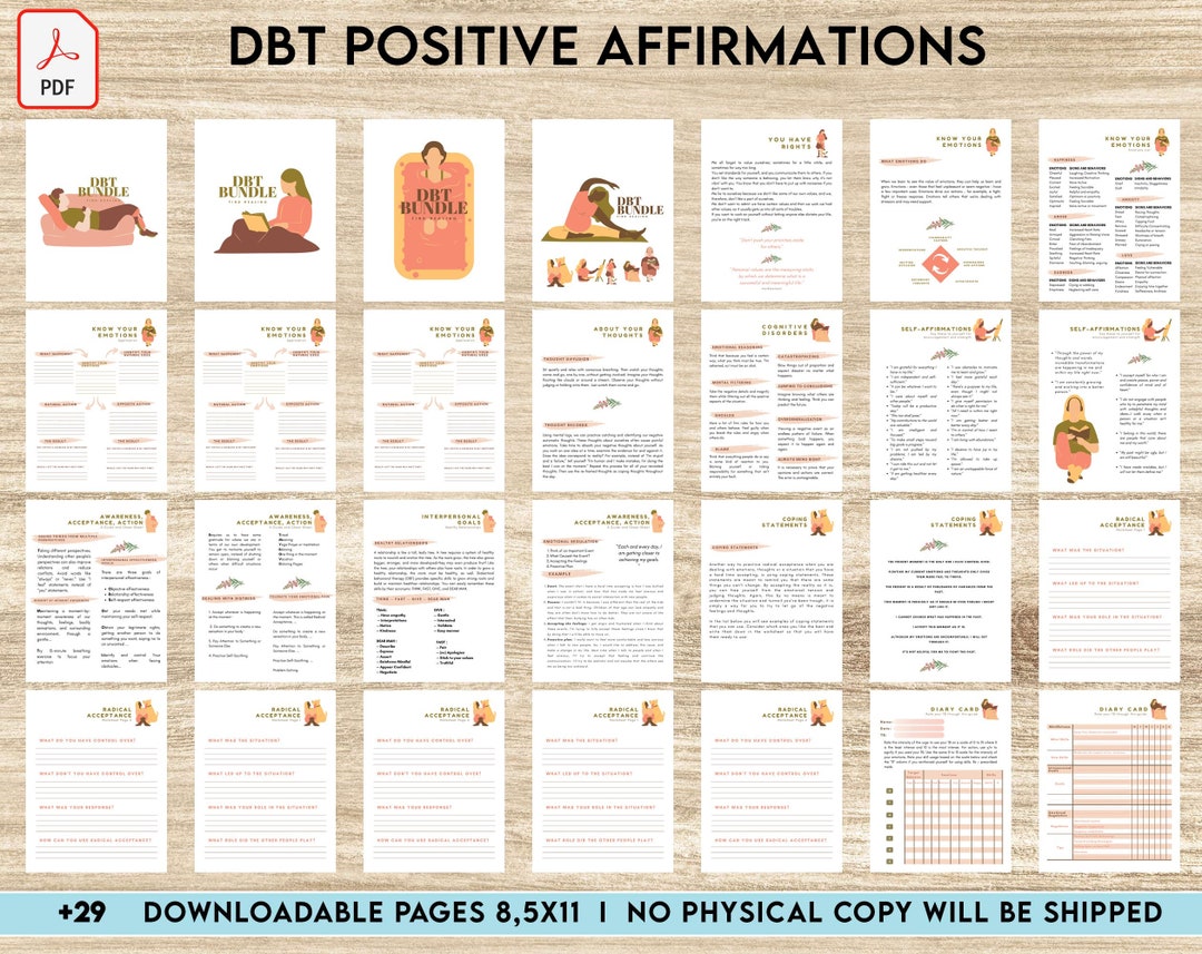DBT Positive Affirmations, Coping Skills, Dialectical Behavior Therapy ...