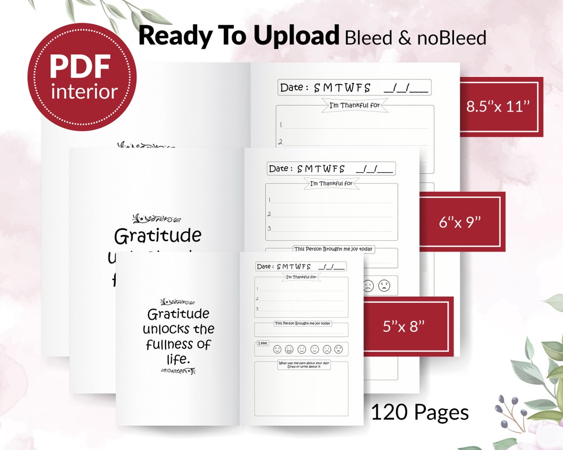 Daily Gratitude Journal 120 Pages Ready to Upload PDF Commercial Use ...