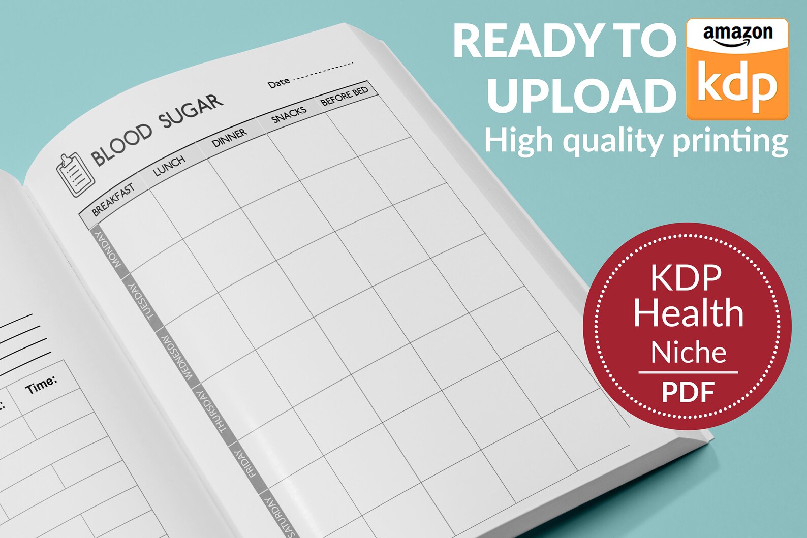 Blood Sugar Log Book 120 Pages Ready to Upload PDF Commercial - Etsy