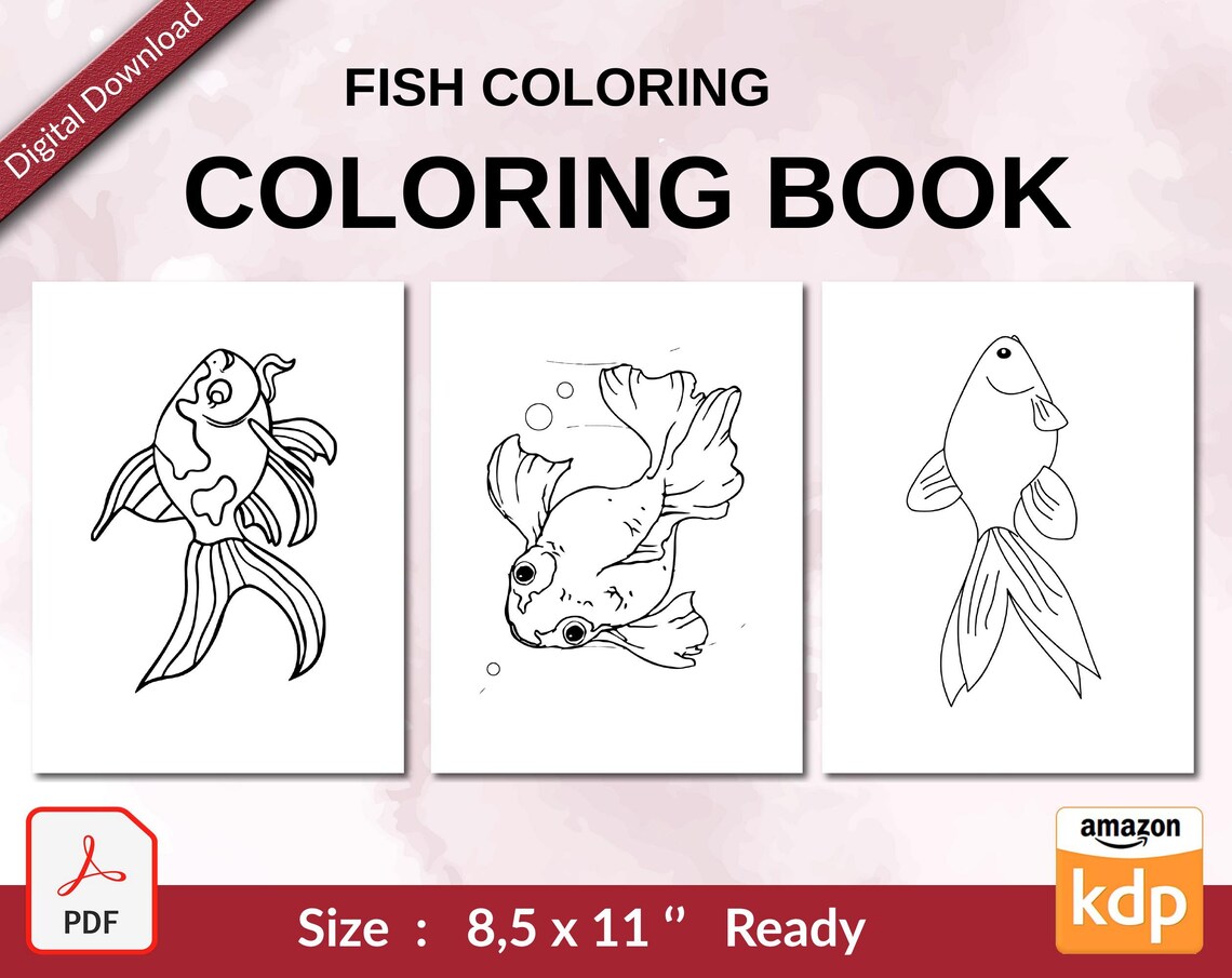 Cute Fish Coloring Book for Kids 85x11 Printable PDF File - Etsy