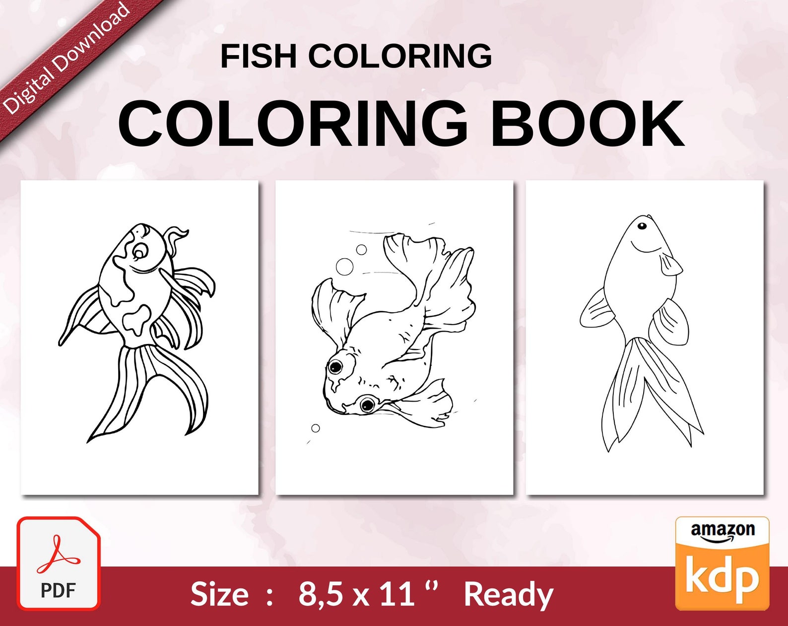 Cute Fish Coloring Book for Kids 85x11 Printable PDF File - Etsy