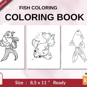 Cute Fish Coloring Book for Kids, 8,5x11 Printable PDF File Kids Cute ...