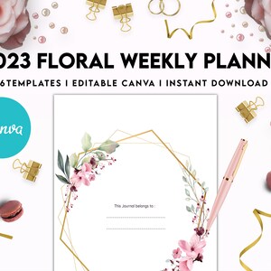 2023 Floral Weekly Planner, Dated 2023 Planner Calendar Printable ...