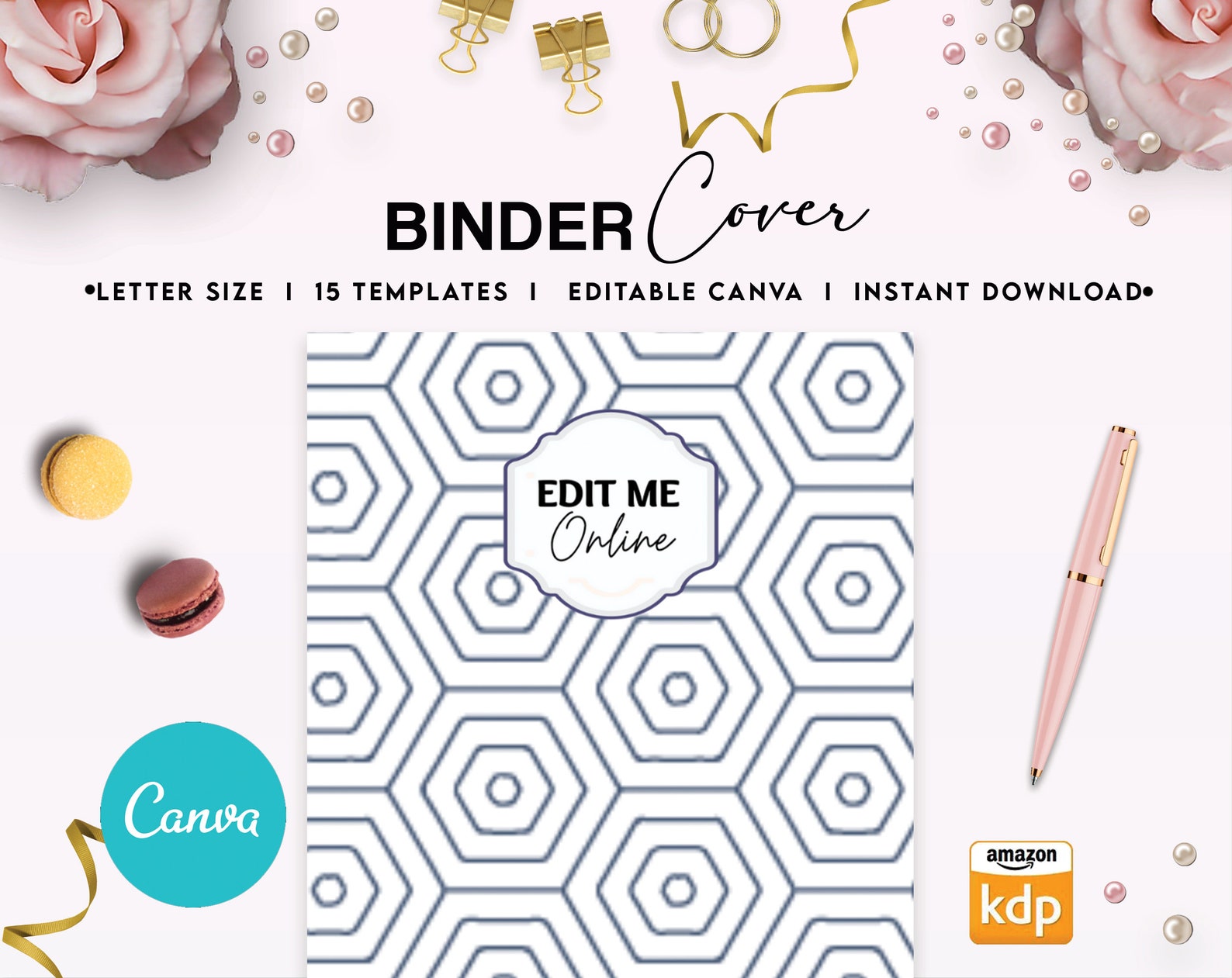 15 Pattern Book Cover Template Bundle Canva Editable for Notebook ...