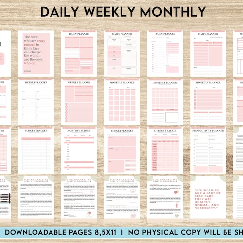 Canva Undated Editable Template Planner Weekly & Monthly - Etsy