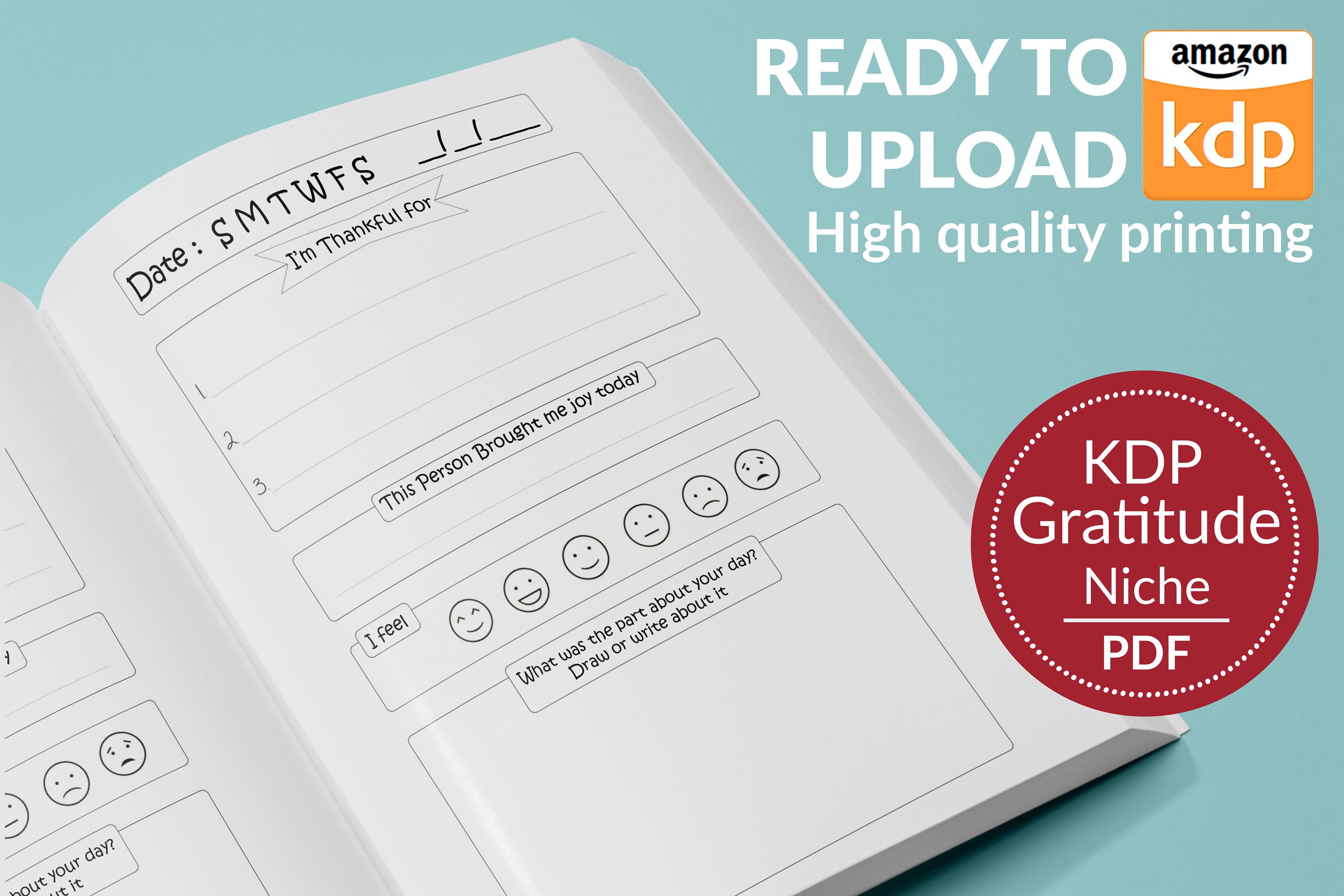 Daily Gratitude Journal 120 Pages Ready to Upload PDF Commercial Use ...