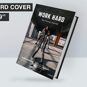 Fitness Bodybuilding Hardcover Template Canva Editable for Notebook ...