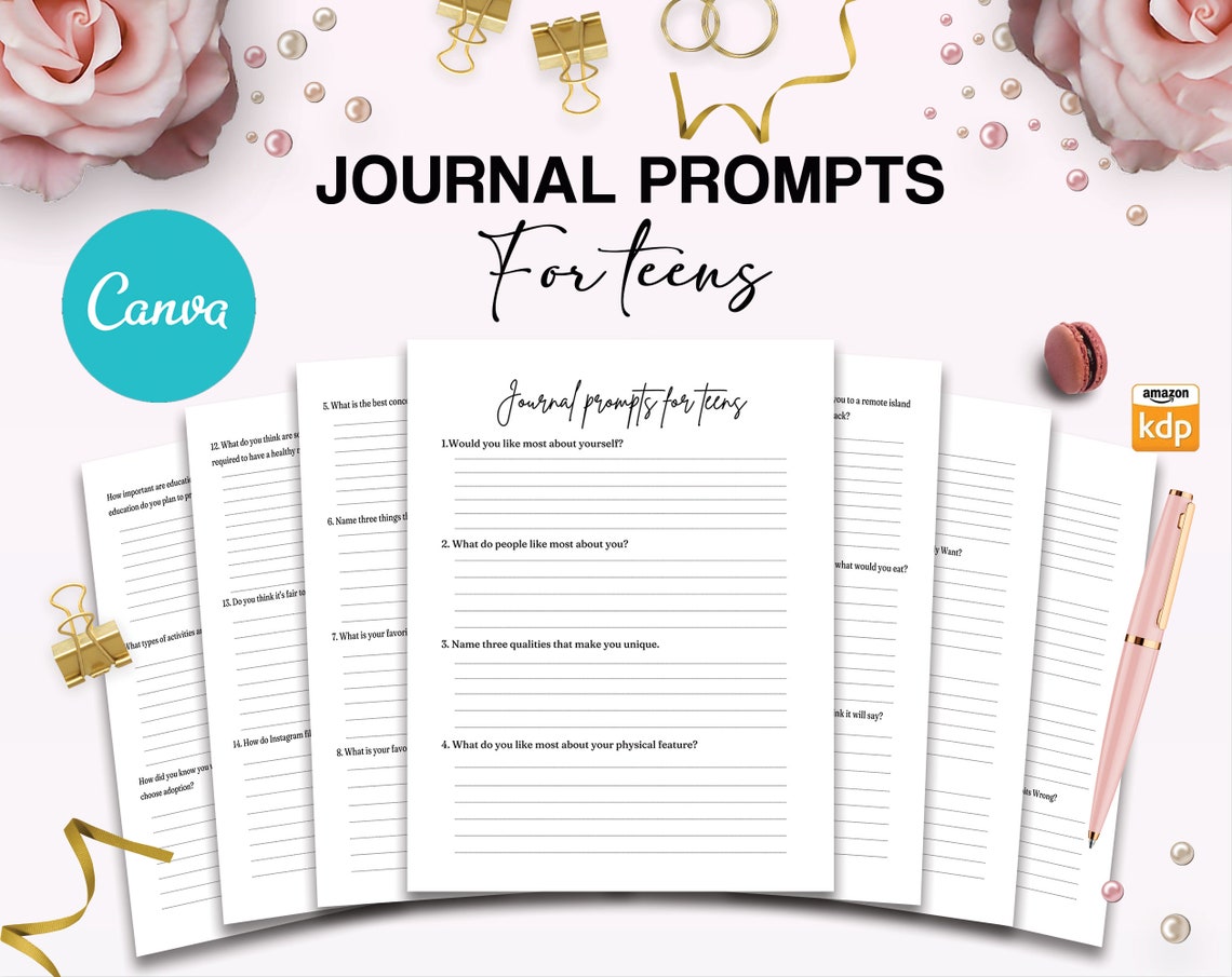 Teens Self-discovery Promptly Journal 51 Editable Templates, 8.5x11 ...