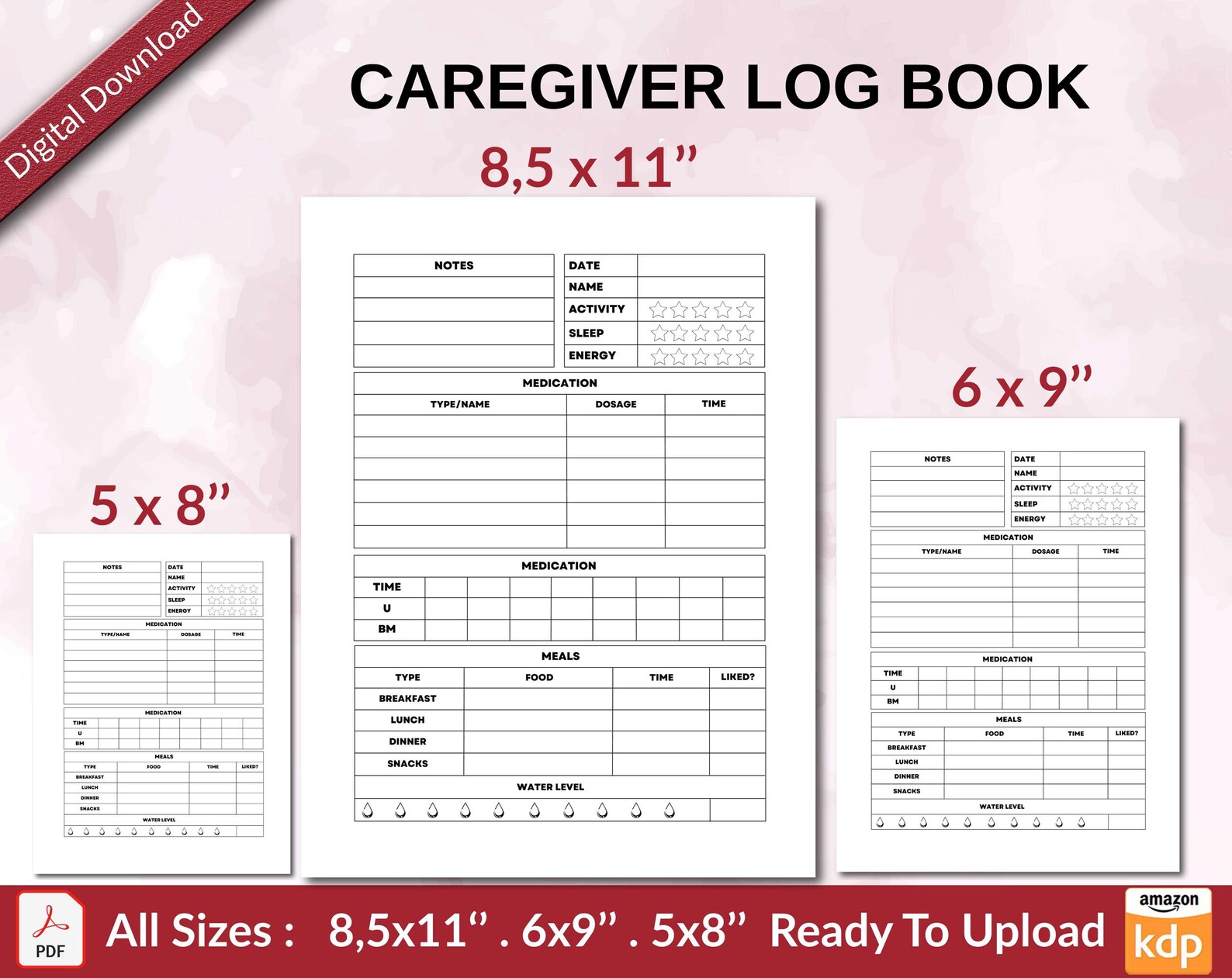 CAREGIVER Log Book 120 Pages Ready to Upload PDF Used as Low - Etsy