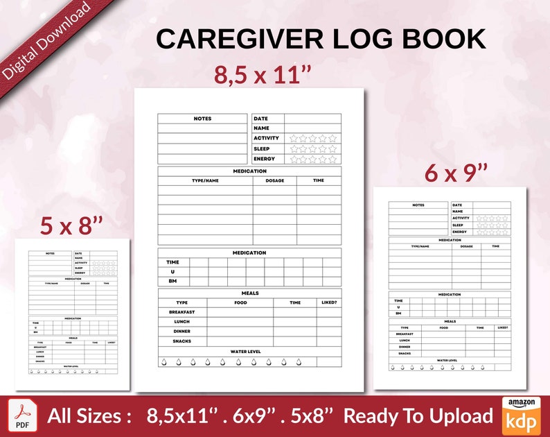 CAREGIVER Log Book 120 Pages Ready to Upload PDF Used as Low - Etsy