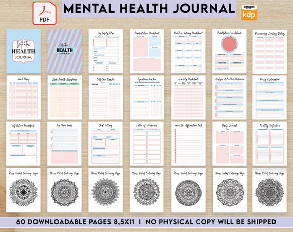 Mental Health Guided Therapy Journal With Prompts 60 Pages - Etsy