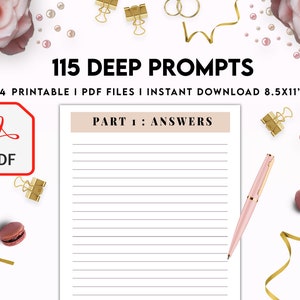 115 Deep Journal Prompts, Mental Health, Printable Journal Pages, 8 ...