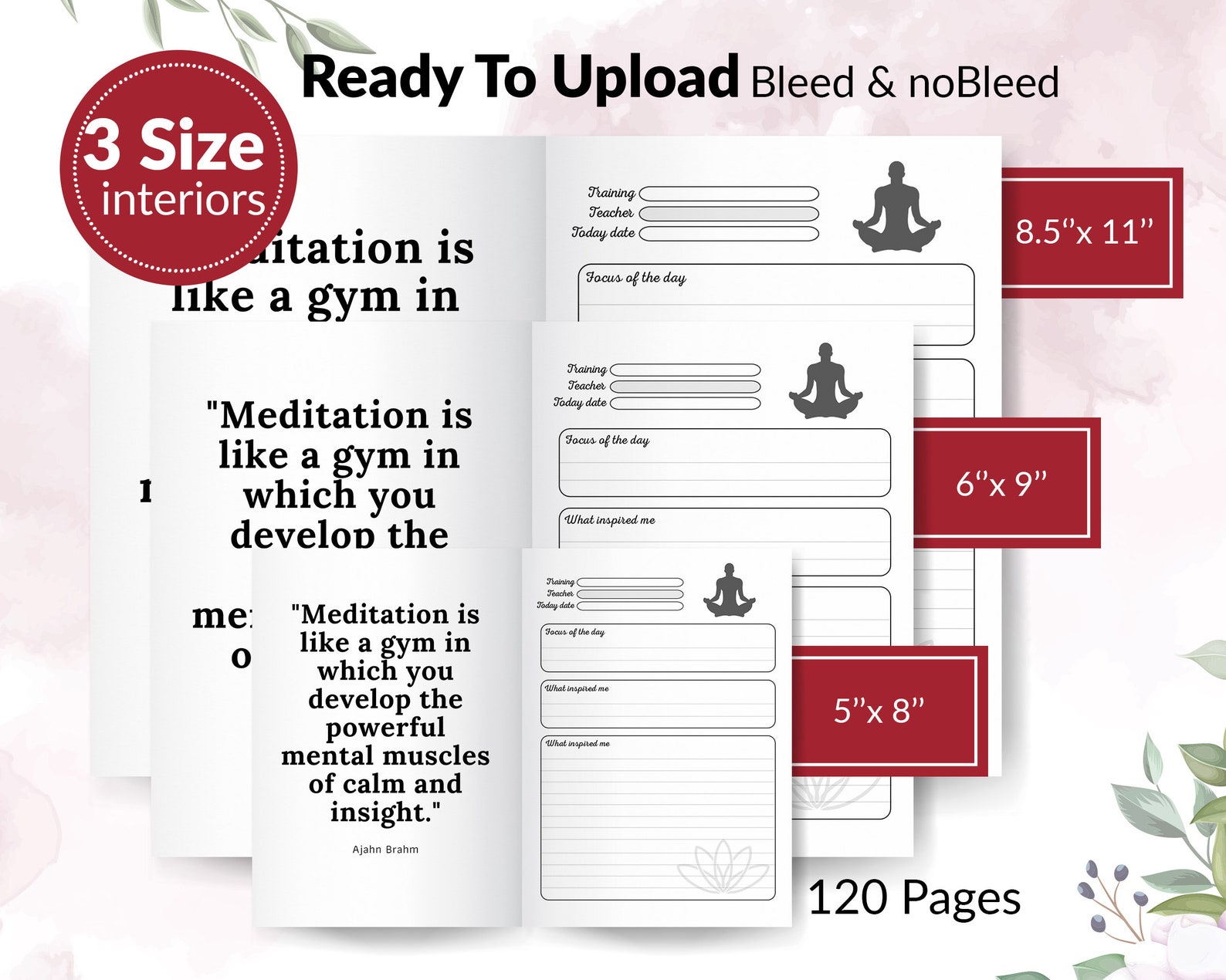 Meditation Yoga Journal 120 Pages Ready to Upload PDF Commercial Use ...