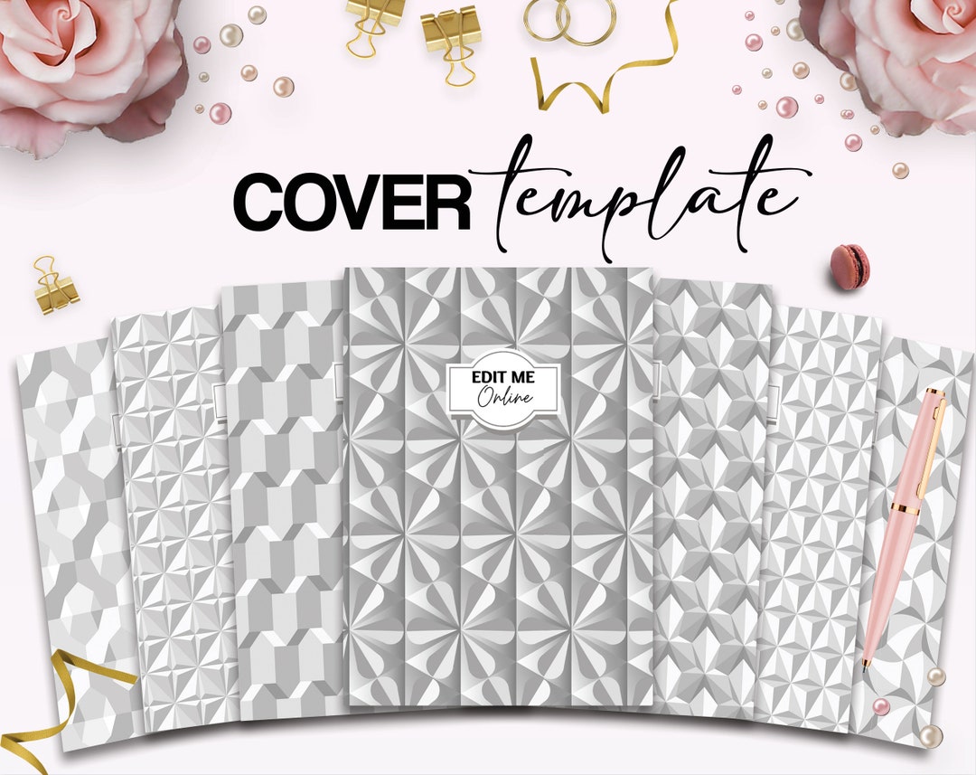 Pattern Book Cover Template Bundle Canva Editable for Notebook Journal ...