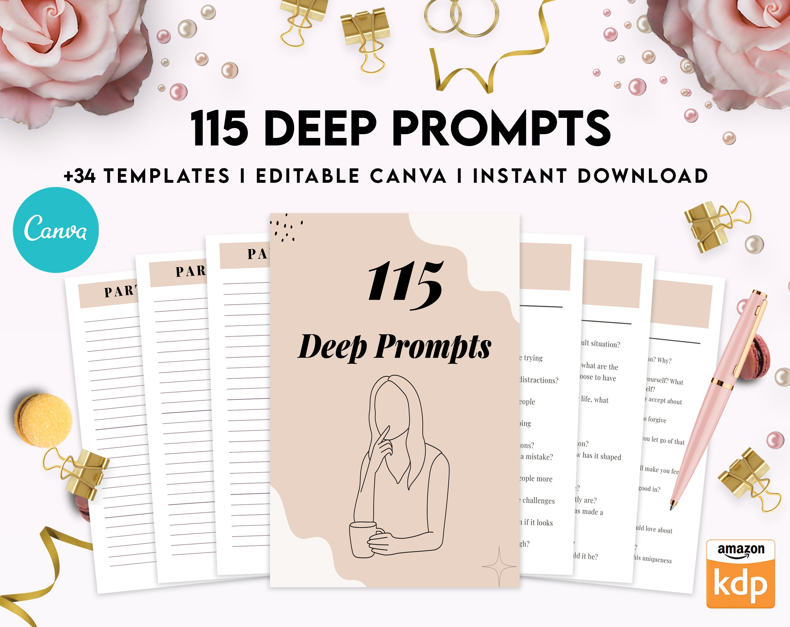 115 Deep Journal Prompts Mental Health Editable Templates - Etsy