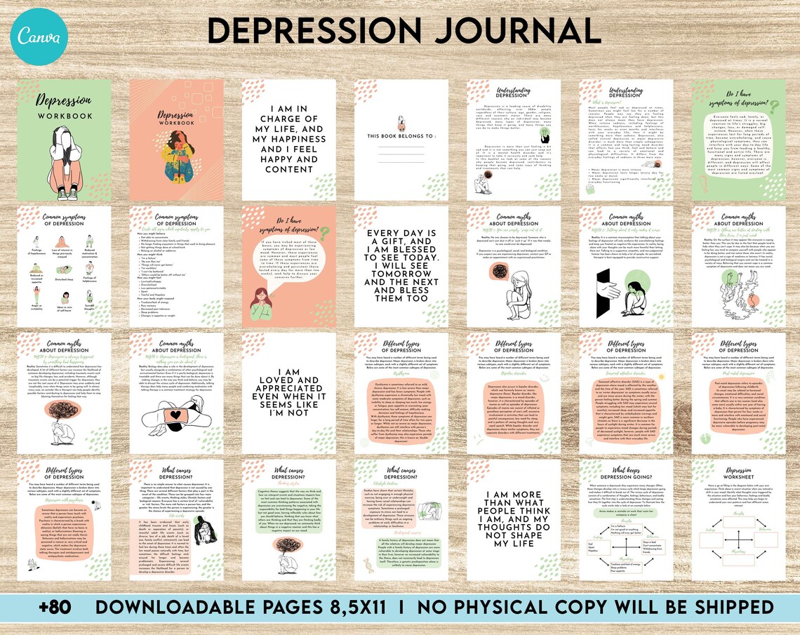 Depression Journal Therapy Journal Mental Health Journal - Etsy