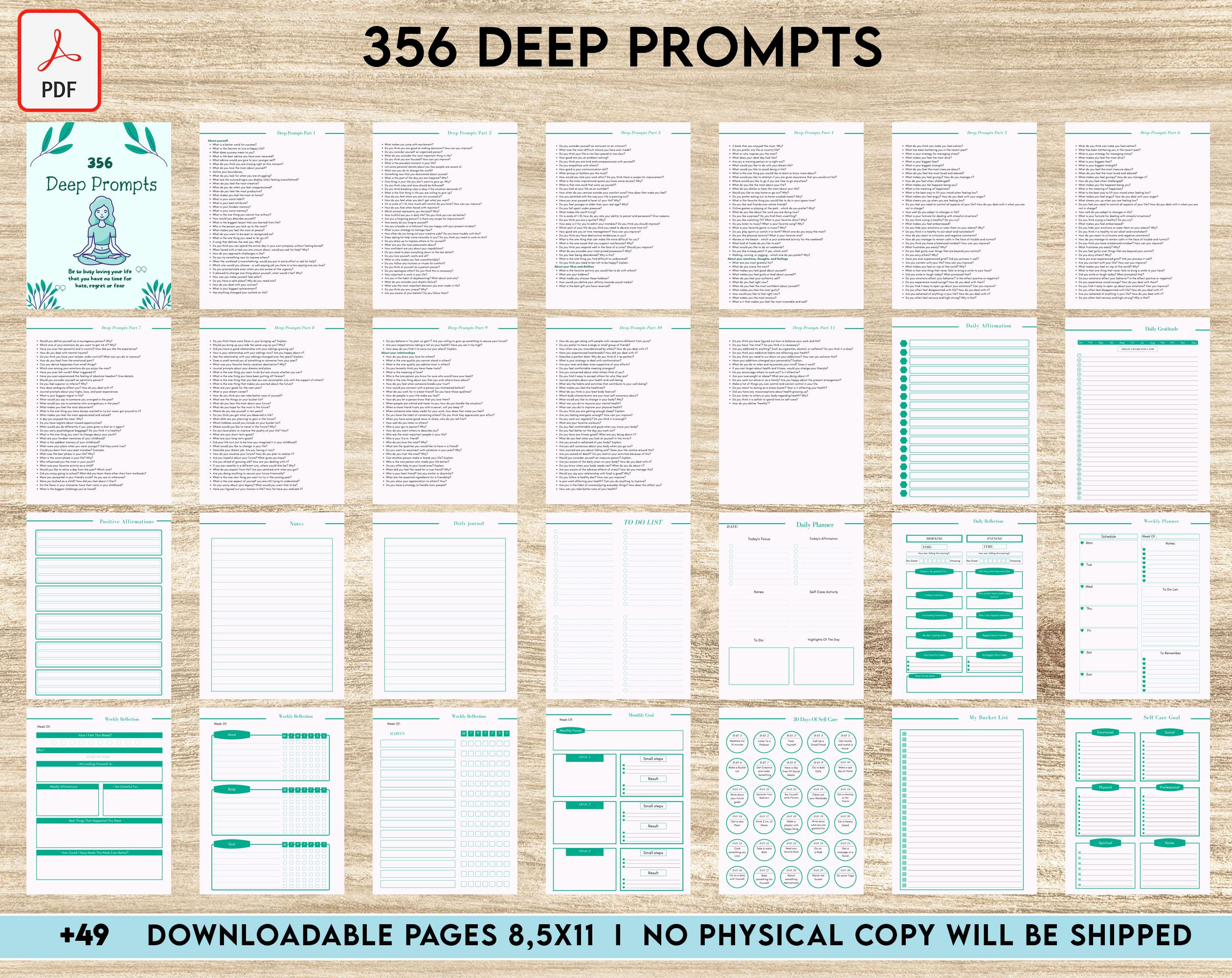 365 Prompts Journal Mental Health Journal Self Care Journal - Etsy