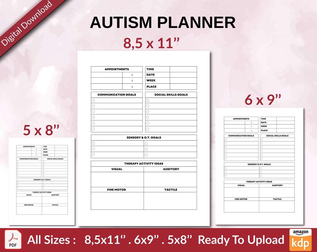 AUTISM Planner 120 Pages Ready to Upload PDF Used as Low Content ...