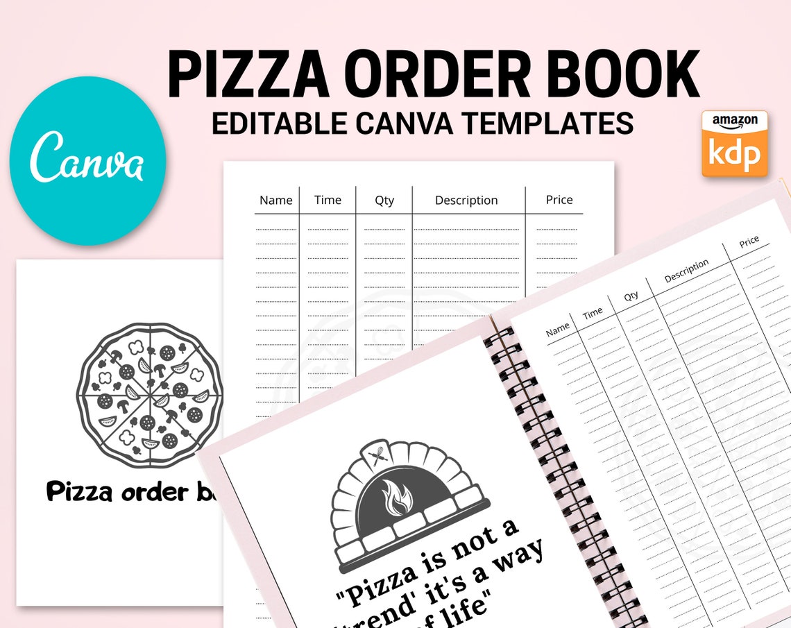Canva Editable Pizza Order Book Commercial Use Canva KDP - Etsy