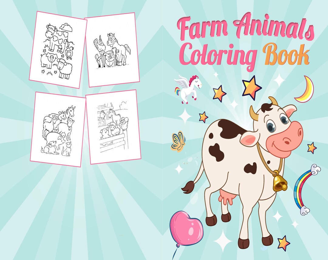 Farm Animals Coloring Book for Kids, 8,5x11 Printable PDF File Kids ...