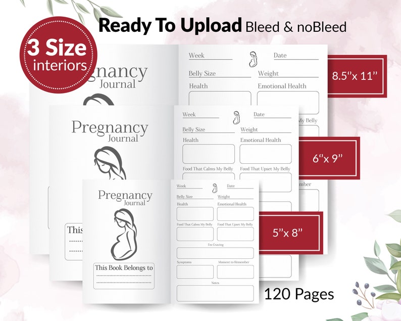 Pregnancy Log Book 120 Pages Ready to Upload PDF Commercial - Etsy