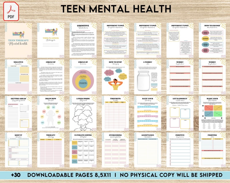 Teen Mental Health Teen Therapy Journal Teen Coping Skills - Etsy