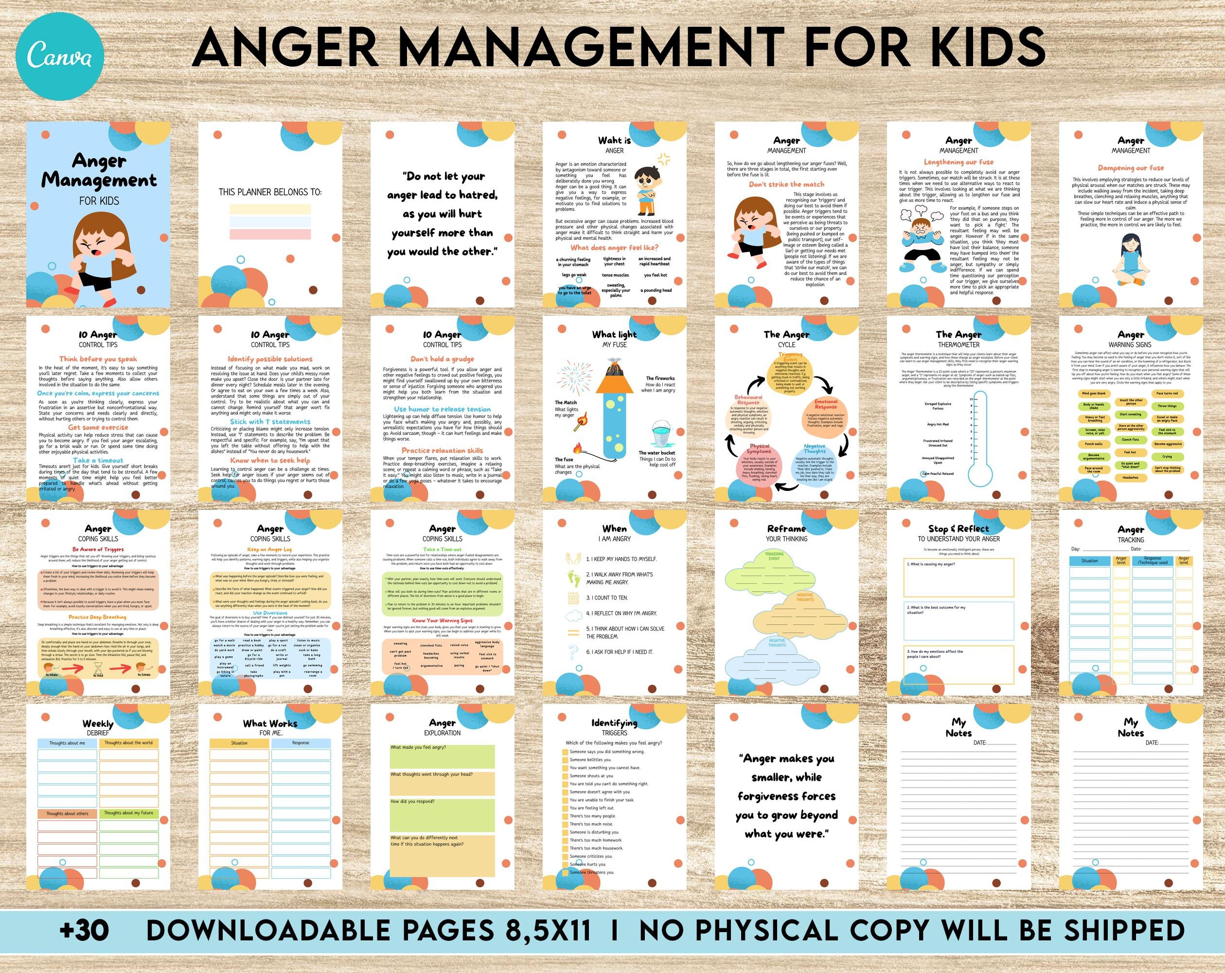 Anger Management for Kids Kids Therapy Journal Kids Self - Etsy