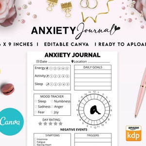 Anxiety Journal 6x9 Canva Editable Template Canva KDP | Etsy