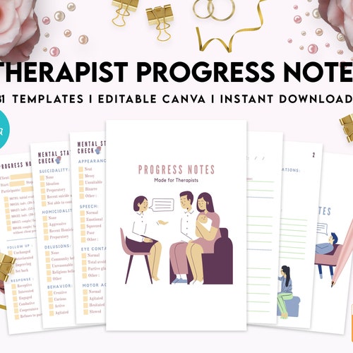 Progress Notes for Therapists Editable Templates Therapy - Etsy