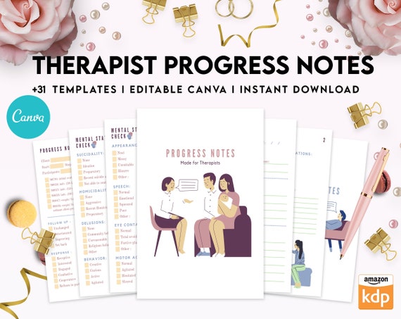 Progress Notes for Therapists Editable Templates Therapy - Etsy