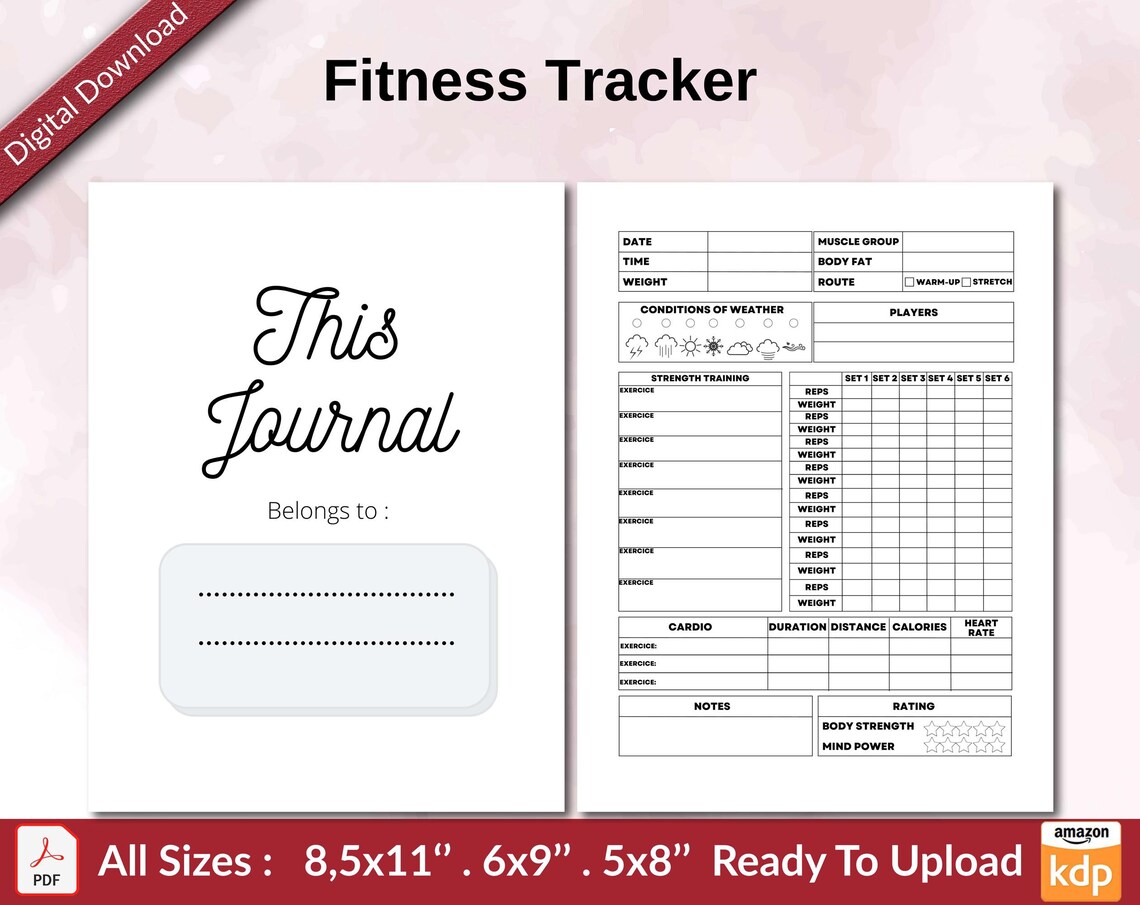 Fitness Tracker 120 Pages Ready to Upload PDF Used as Low Content ...