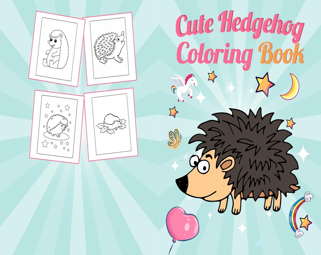 Cute Hedgehog Coloring Book for Kids, 8,5x11 Printable PDF File Kids ...