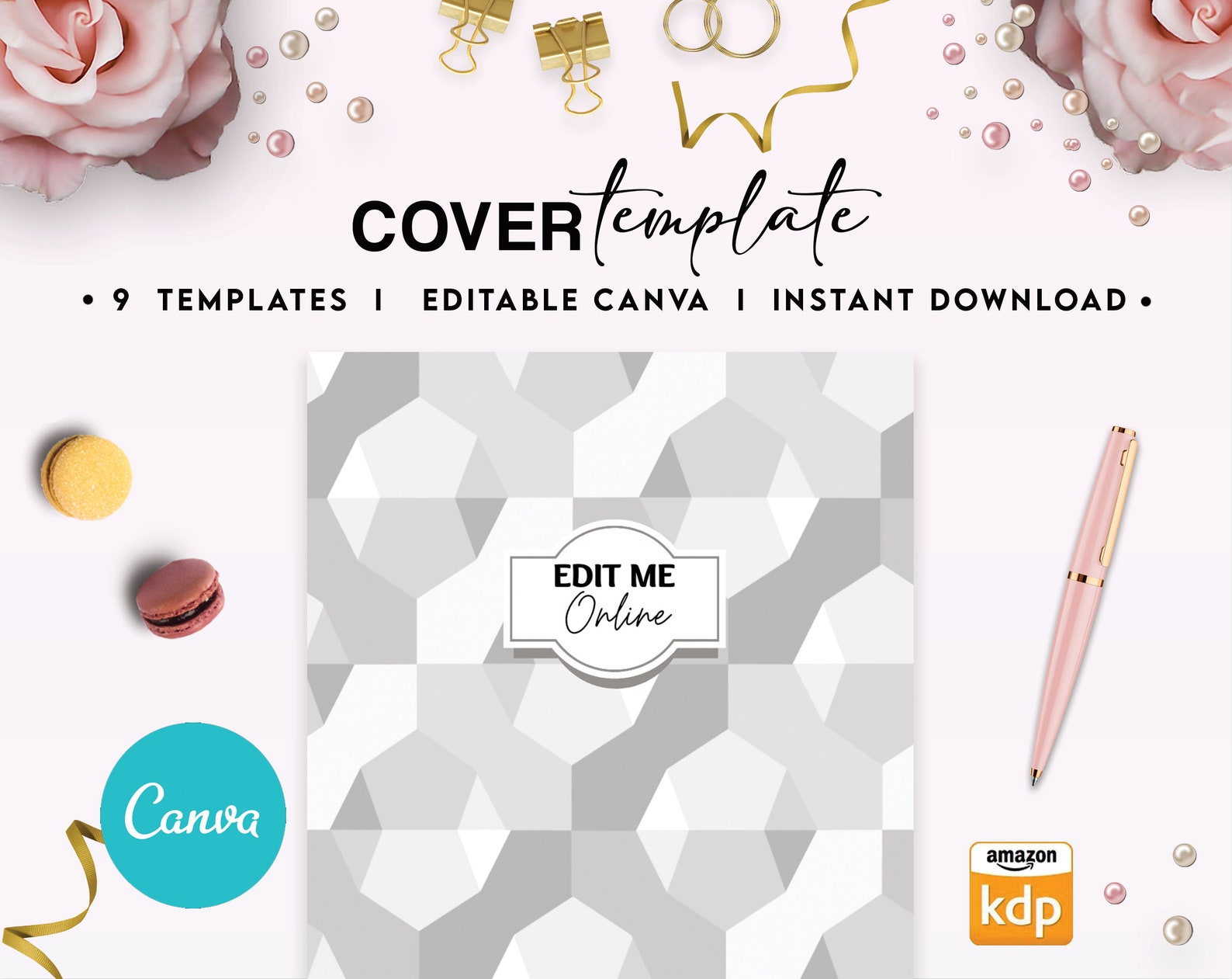 Pattern Book Cover Template Bundle Canva Editable for Notebook - Etsy