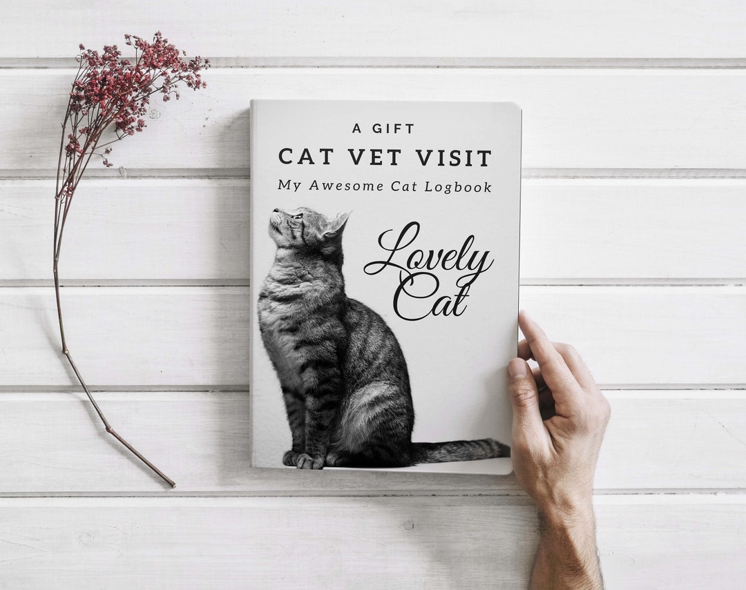 Cat Pet Vet Visit Book Cover Template Canva Editable for Notebook ...