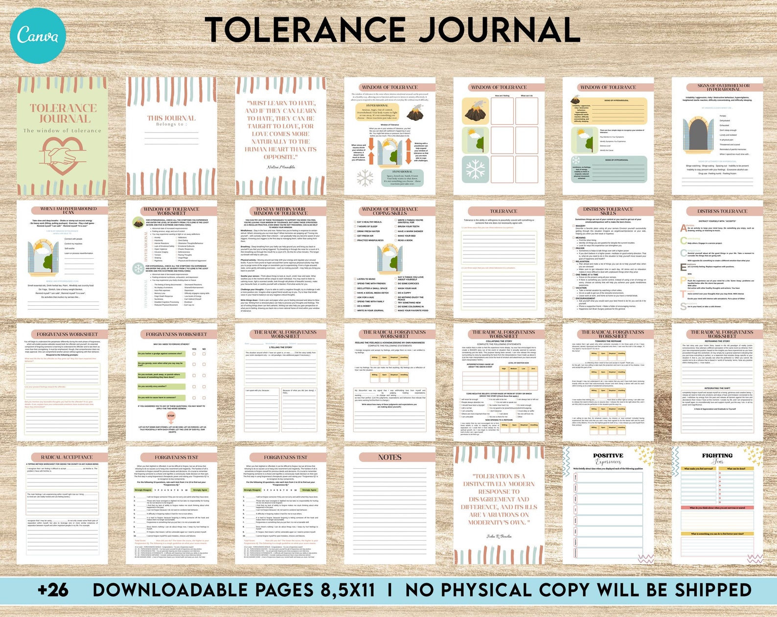 Tolerance Journal, Window of Tolerance, Therapy Journal , Self ...