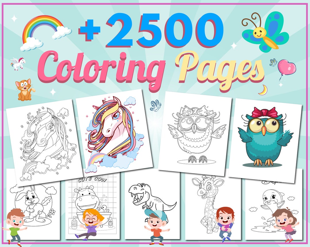 Printable Coloring Pages Bundle for Kids, +2500 Cute Coloring Pages for ...