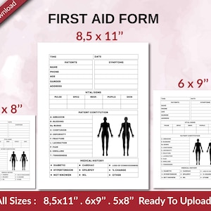 FIRST Aid Form 120 Pages Ready to Upload PDF Used as Low Content ...