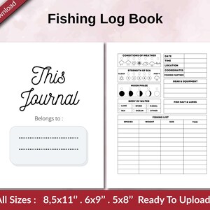 Fishing Log Book 120 Pages Ready to Upload PDF Used as Low Content ...