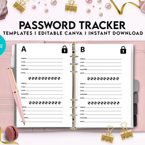 Canva Editable Password Tracker Book Template Commercial Use, Canva KDP ...