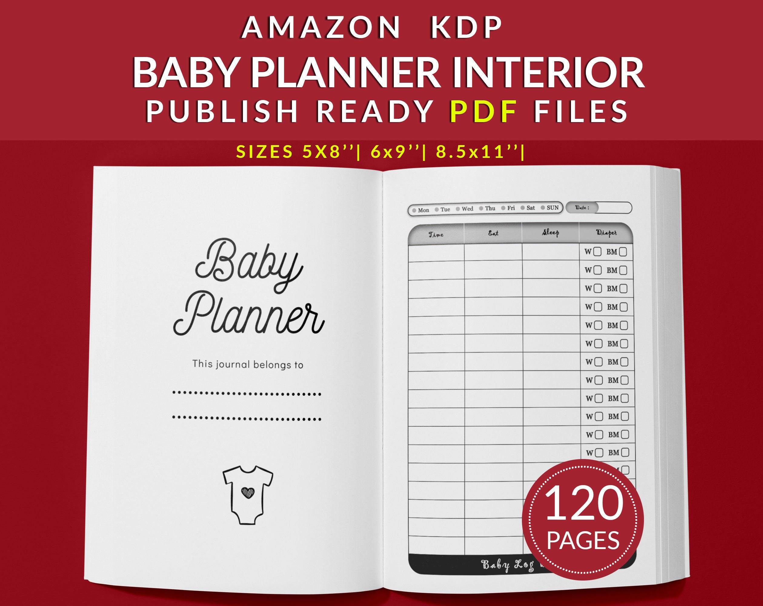 Baby Planner Journal 120 Pages Ready to Upload PDF Commercial Use Low ...