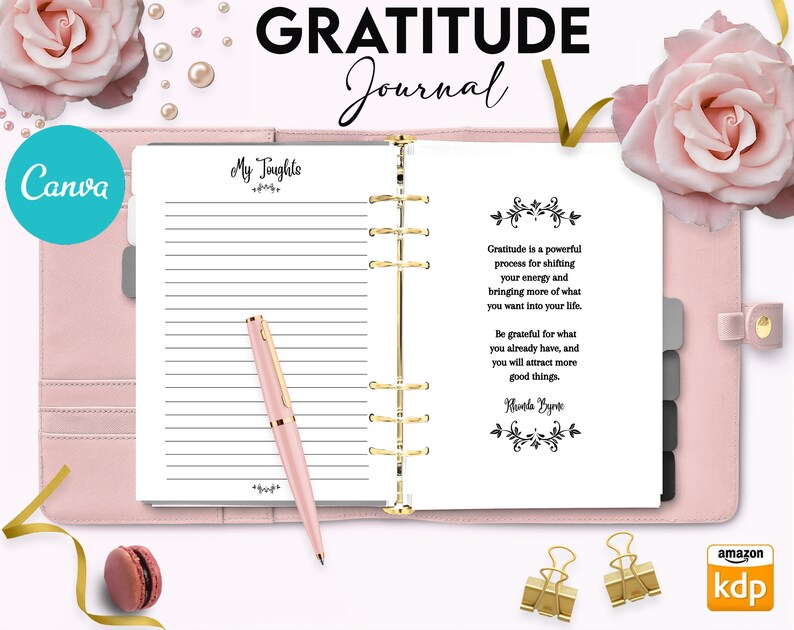 Gratitude Journal 6x9 Canva Editable Template Canva KDP - Etsy