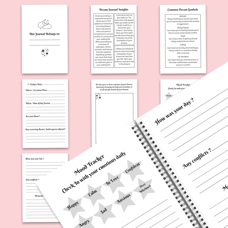 Dream Journal 7 Editable Canva Templates for Journal, Canva KDP Dream ...