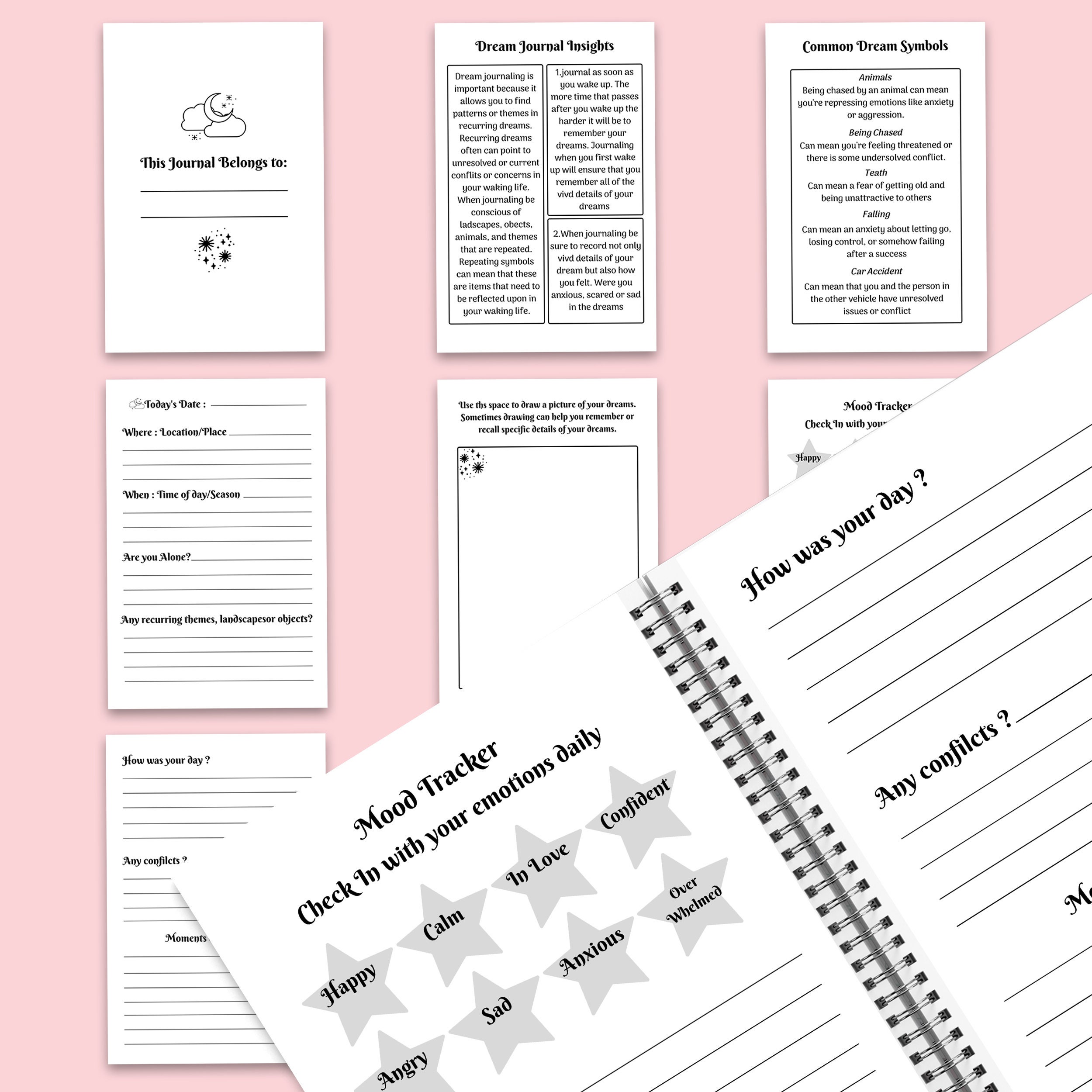 Dream Journal 7 Editable Canva Templates for Journal, Canva KDP Dream ...