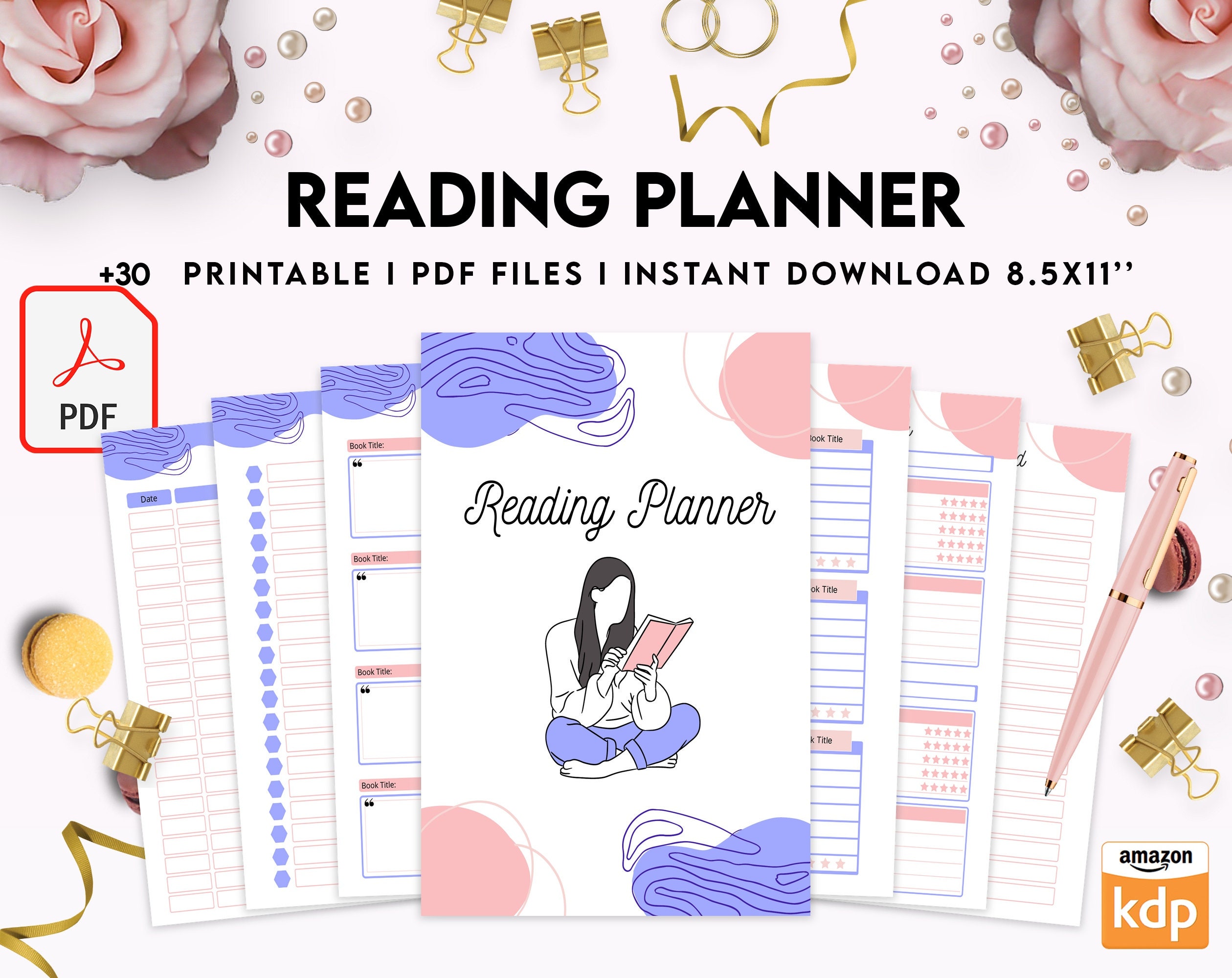 Reading Planner Printable Reading Journal Tracker Book - Etsy
