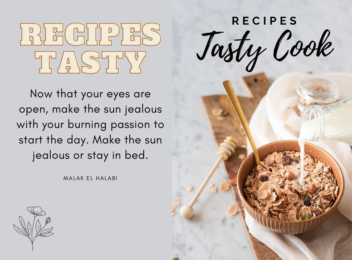 Cookbook Recipe Book Cover Template Canva Editable for - Etsy