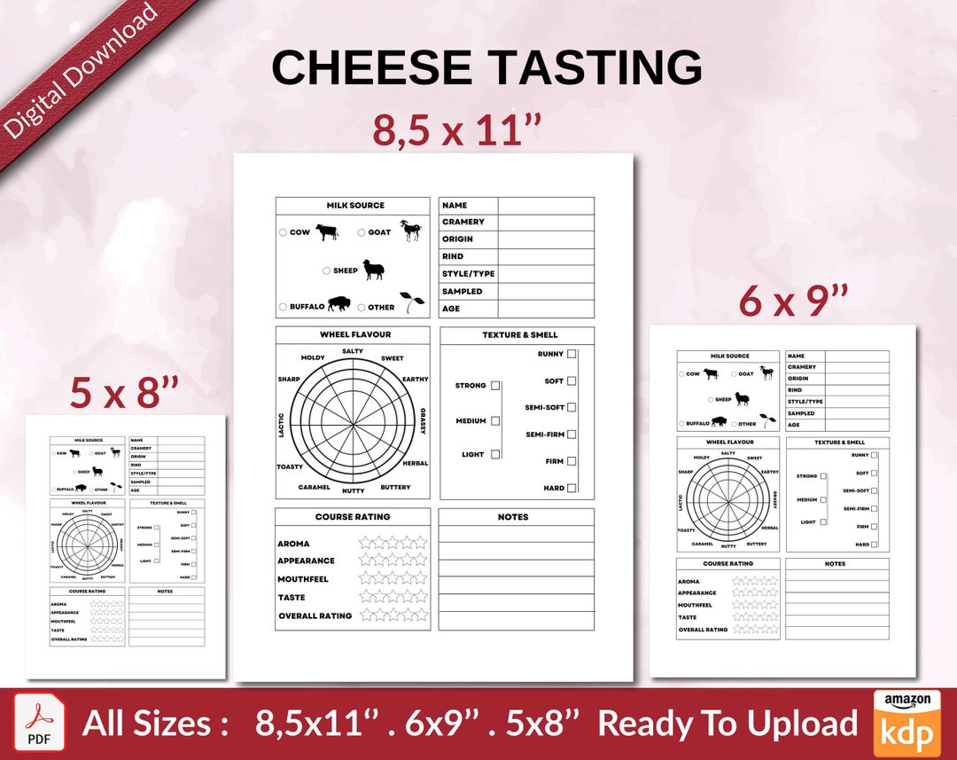 CHEESE Tasting Journal 120 Pages Ready to Upload PDF Used as Low ...